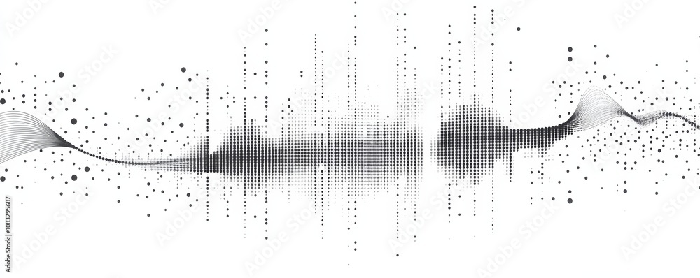 Black and White Vector Graphic of Sound Wave from Audio Visualizer with ...
