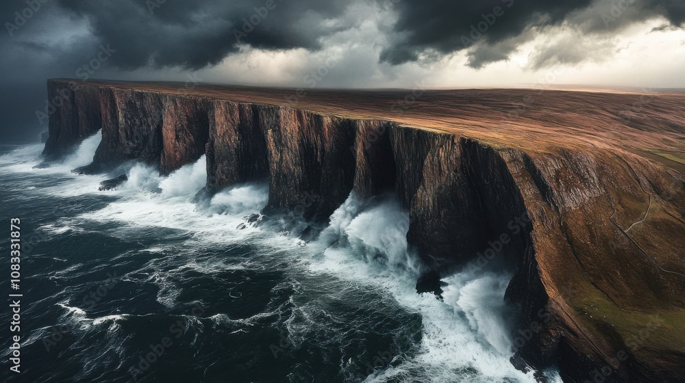 An epic aerial perspective of a massive storm front approaching the ...
