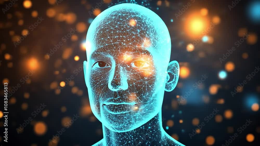 Digital Mind: A captivating, abstract portrait of a human face rendered ...