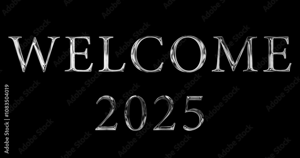 New year excitement welcome 2025 wishes golden typographic 4K 3d text ...