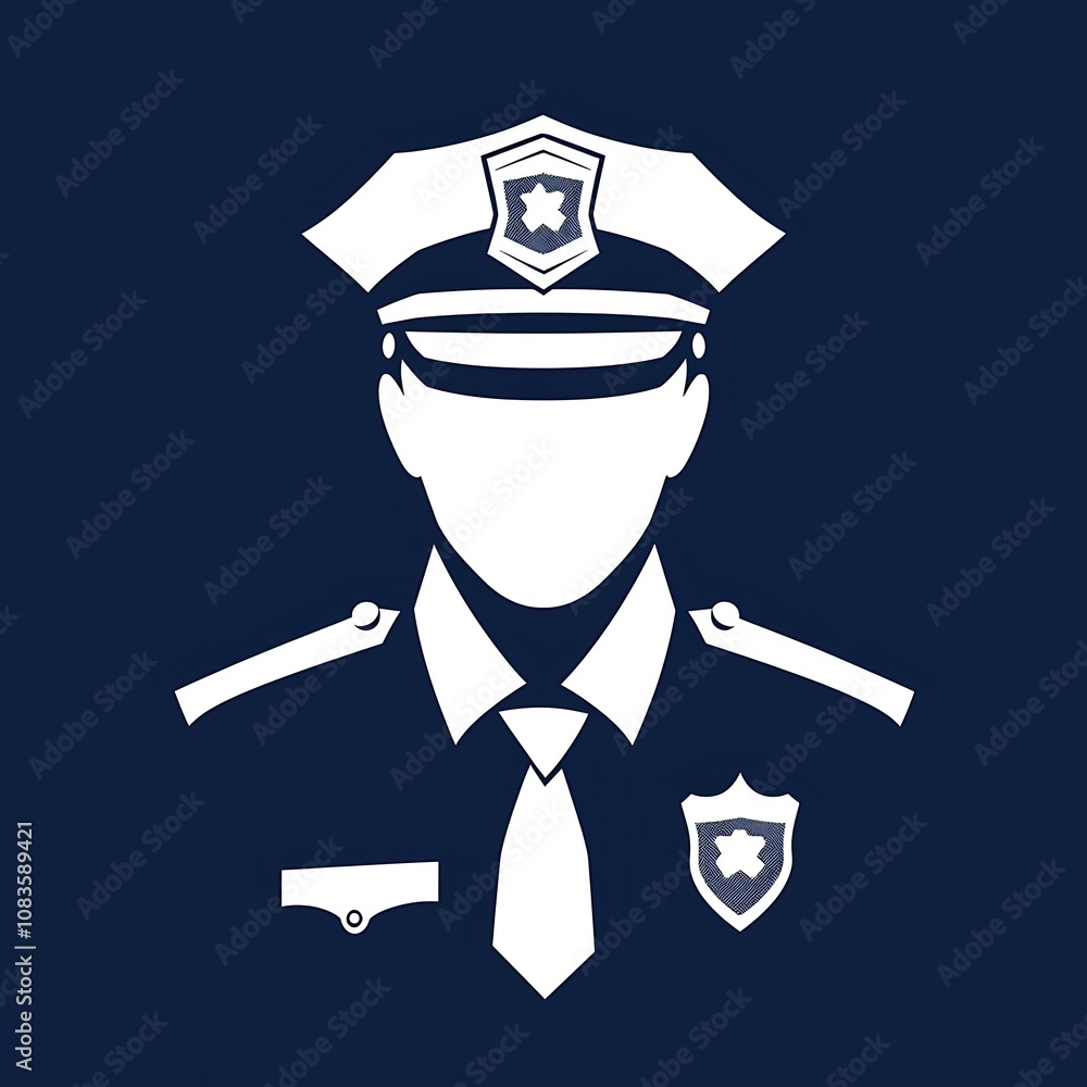 Minimalist Vector Illustration of a Police Officer's Silhouette ...