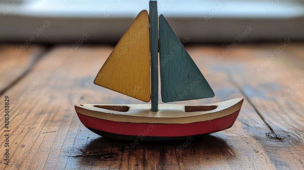 This wooden toy yacht has been played with, but it's still in good ...