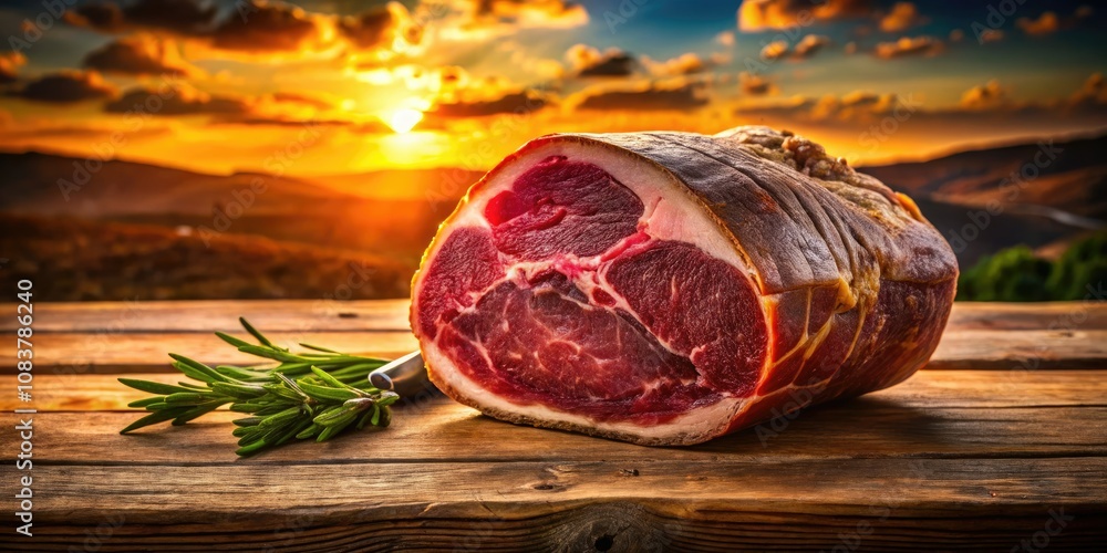 Captivating Silhouette of Whole Coppa di Parma Against a Sunset ...