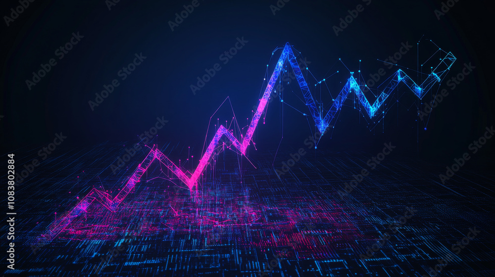 A futuristic chart with a downward arrow shows how technology is ...