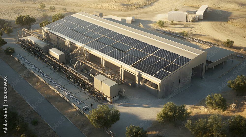 A solar-powered waste management facility, using renewable energy to ...