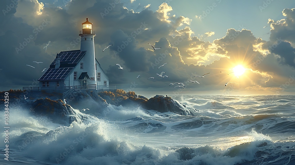 Coastal lighthouse equipped solar energy systems harnessing renewable ...