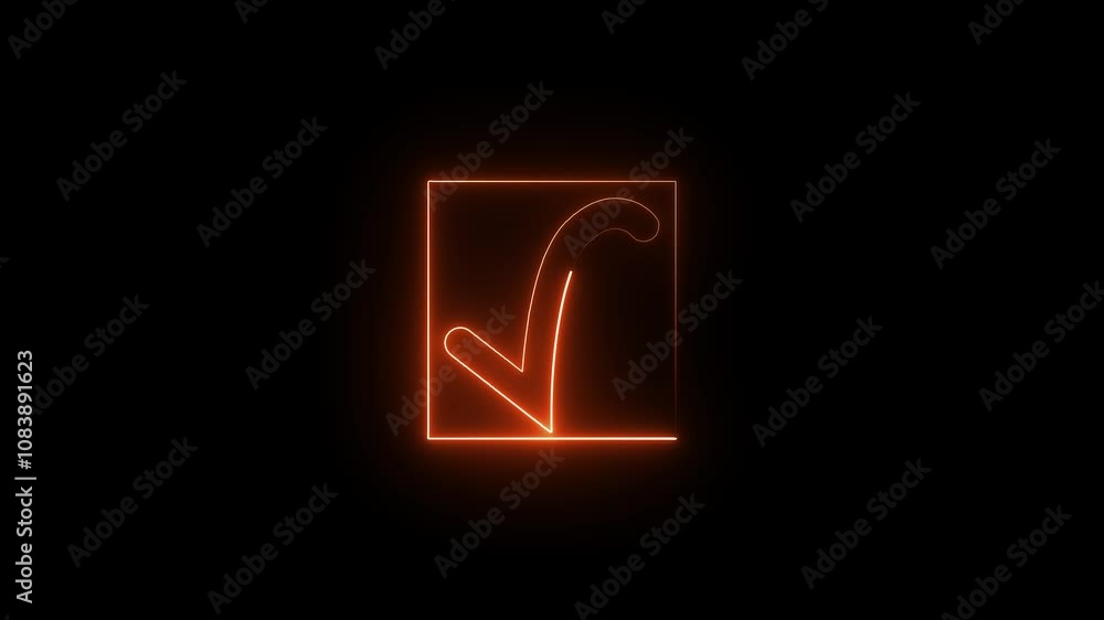 Neon tick mark or confirm selected icon animation, check mark sign ...