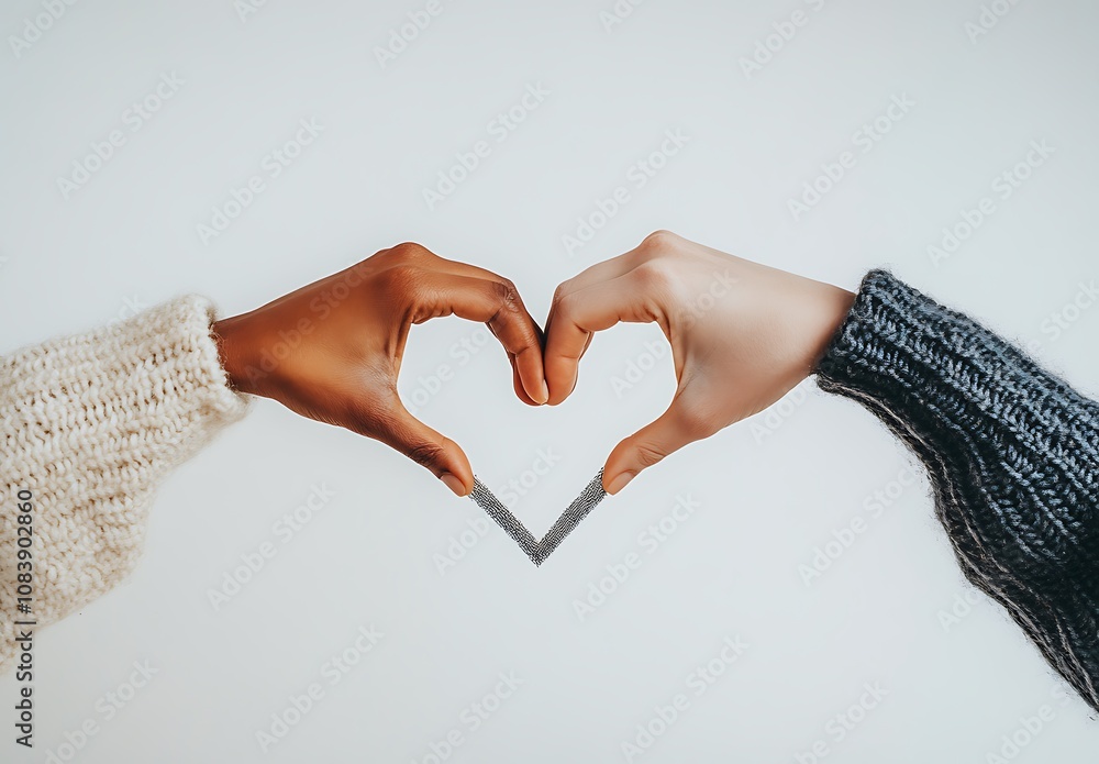 Two Diverse Hands Form a Heart Symbol of Unity and Love. Two hands, one ...