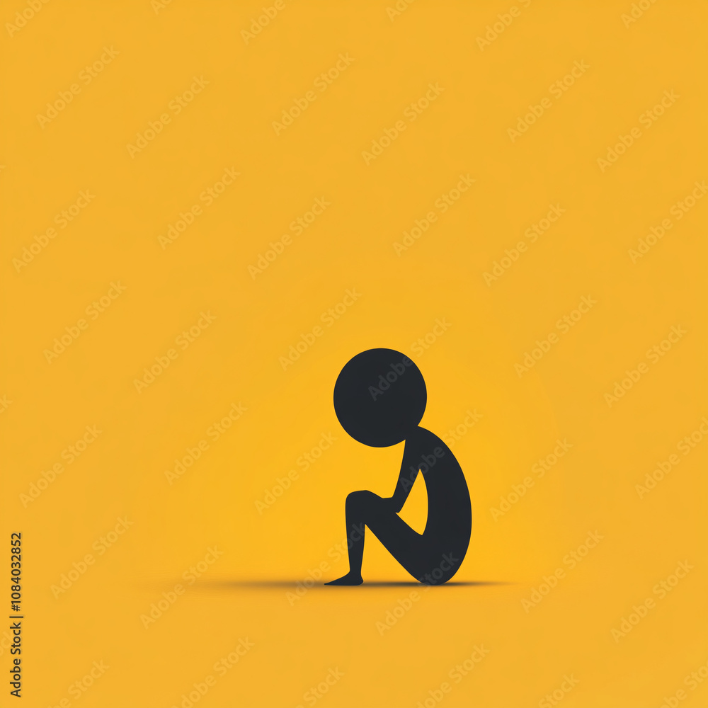 Minimalist Pictogram of a Kneeling Person in Sadness or Despair ...