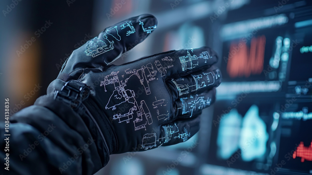 Innovative technology is showcased with high tech glove interacting ...