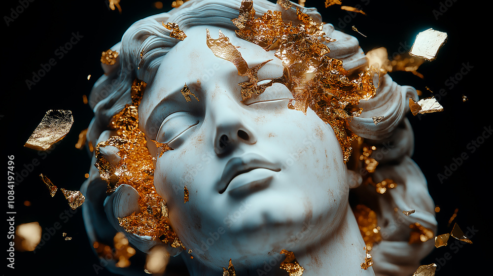 Statue of of Venus God. Creative concept colorful neon image with ...