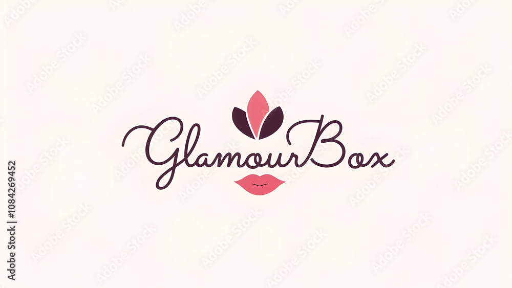 A minimalist logo for Glamour Box features a stylized flower, lips, and ...