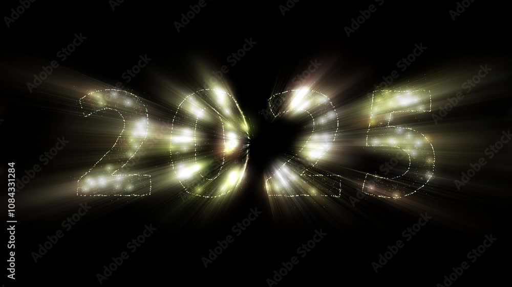 Abstract animated new year 2025 number with sparkling, twinkling gold ...