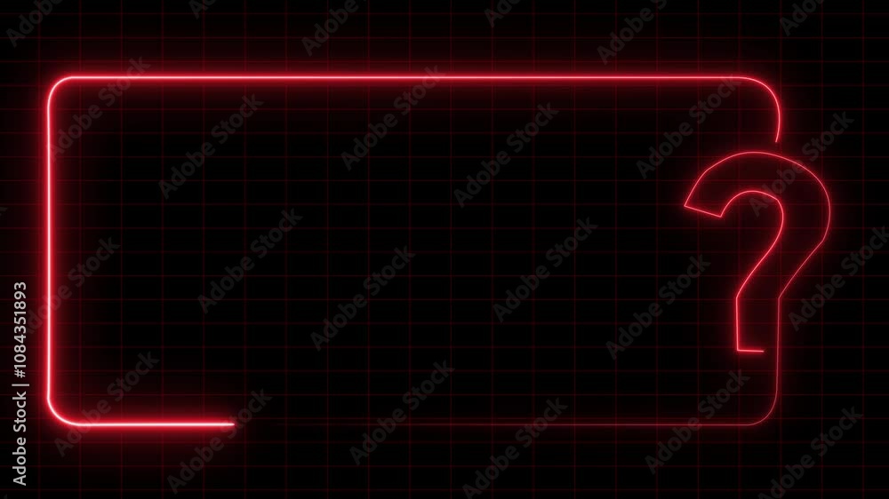 Neon quiz frame for decoration on the wall background. Question mark ...