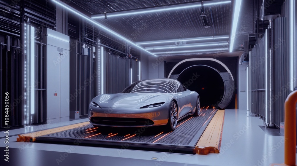 simulation of EV efficiency testing, wind tunnel test on electric car ...