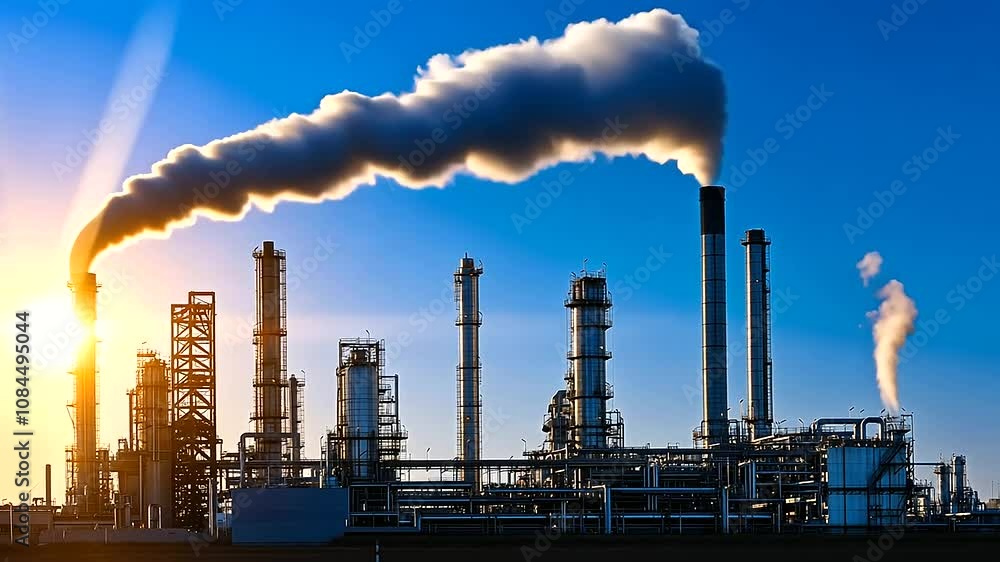 A large refinery with carbon capture systems actively pulling CO from ...