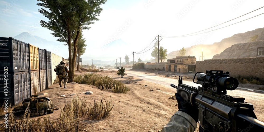 Realistic First Person Shooter Perspective in a Minimalist War Game ...
