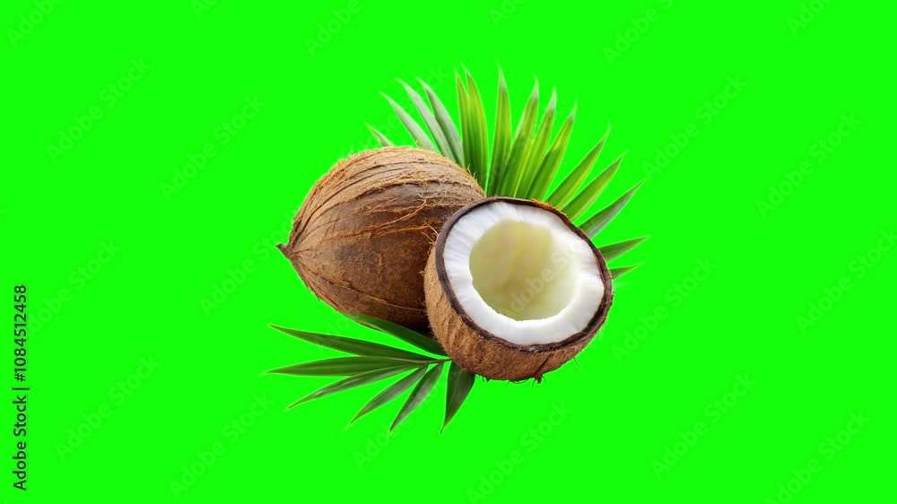 Vidéo Stock Coconuts green screen animation motion graphic with chroma ...
