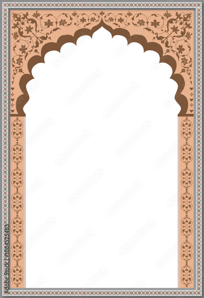 Arch Design with Mughal Indian Rajasthani fort and Culture. Wedding ...