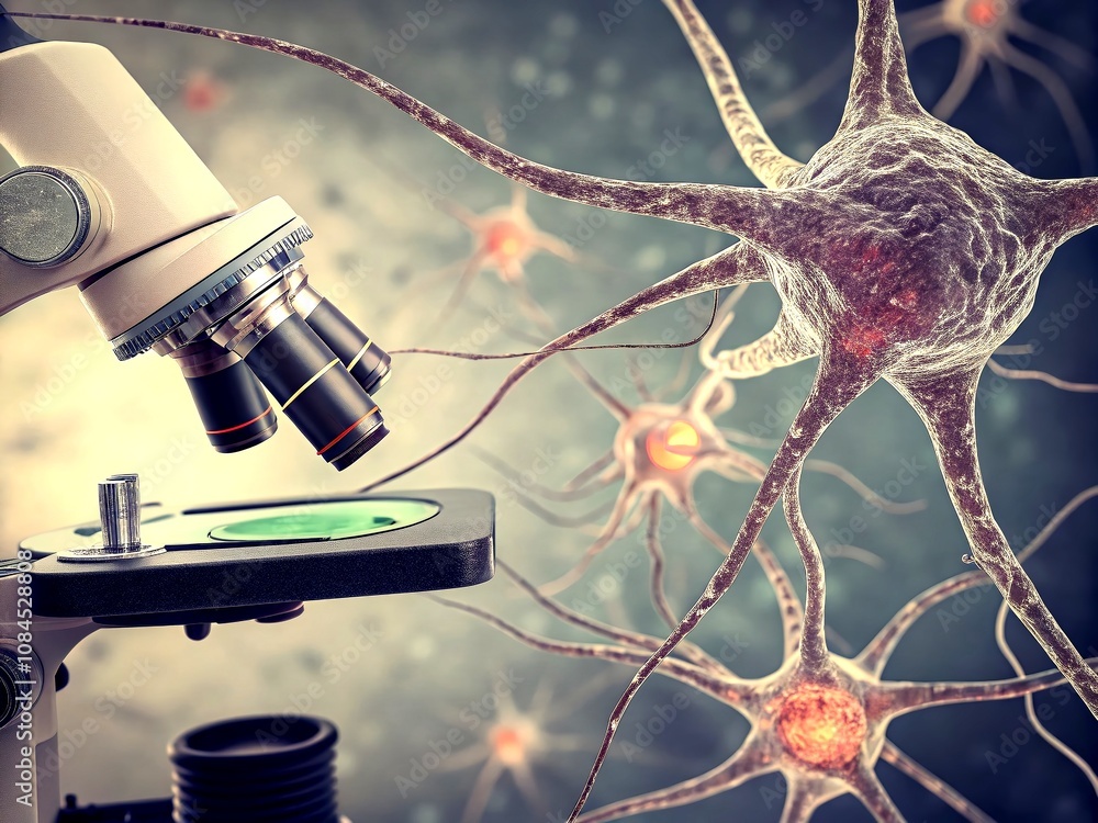 Vintage Style Photograph of Neuron Cells in a Neural Network Under a ...