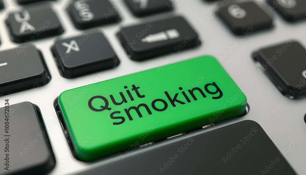 Quit Smoking text button on keyboard, concept background isolated with ...