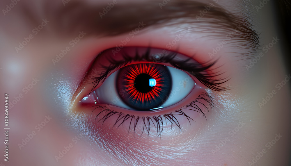 sick red eye conjunctivitis, tired eye, working at the computer and ...