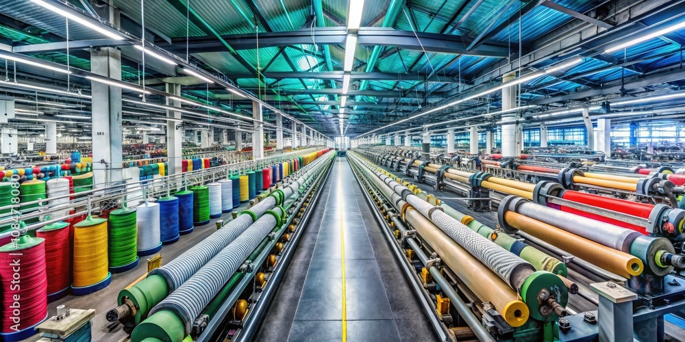 Modern Textile Factory with Automated Looms: A Panoramic View of the ...