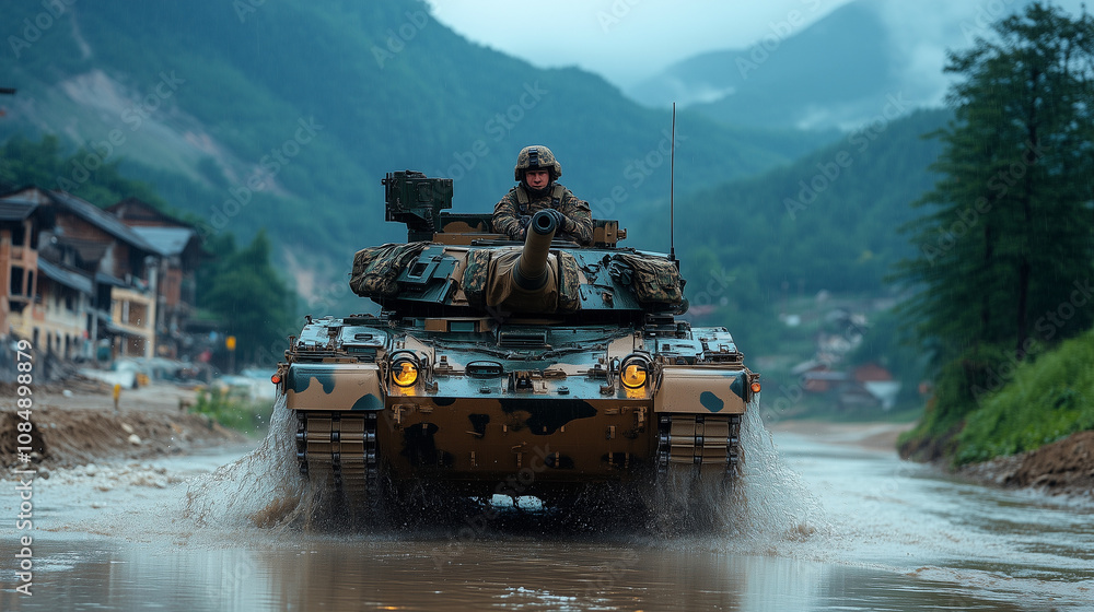 Military Tank in Mountainous Terrain: A powerful military tank ...