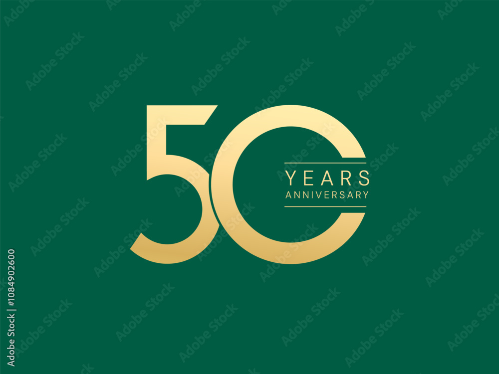 50th Anniversary luxury gold celebrationwith Overlapping Letters Text ...