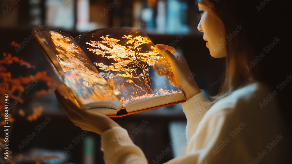A book-like device with augmented reality overlays, projecting ...