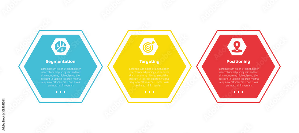 STP marketing analysis infographics template diagram with hexagon ...