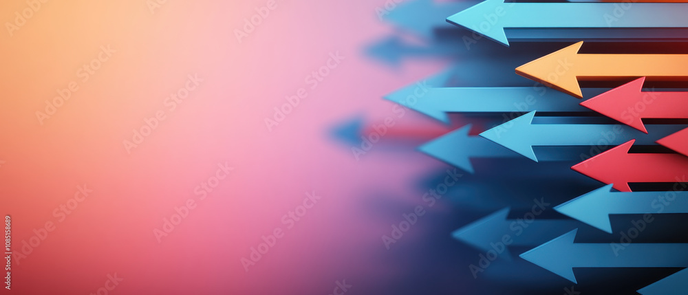 3D arrows converging in various colors, symbolizing direction and ...