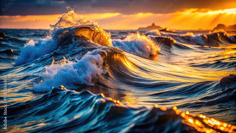 Dark Ocean Waves: Close-Up of Turbulent Black Water, Foamy Splash and ...