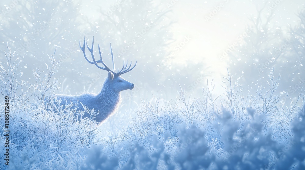 Majestic deer in a snowy forest winter wonderland wildlife photography ...