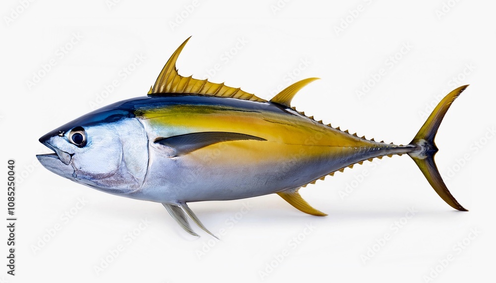 yellowfin tuna (Thunnus albacares) isolated on white background. is a ...