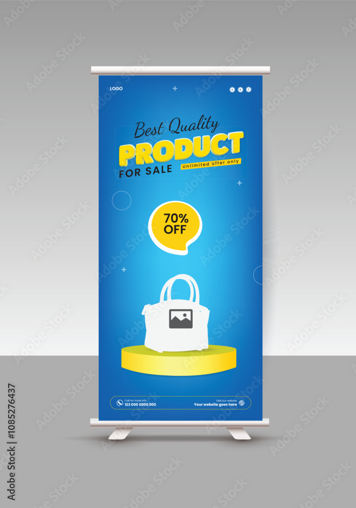 Product sales roll-up display stand banner design template and Fashion ...