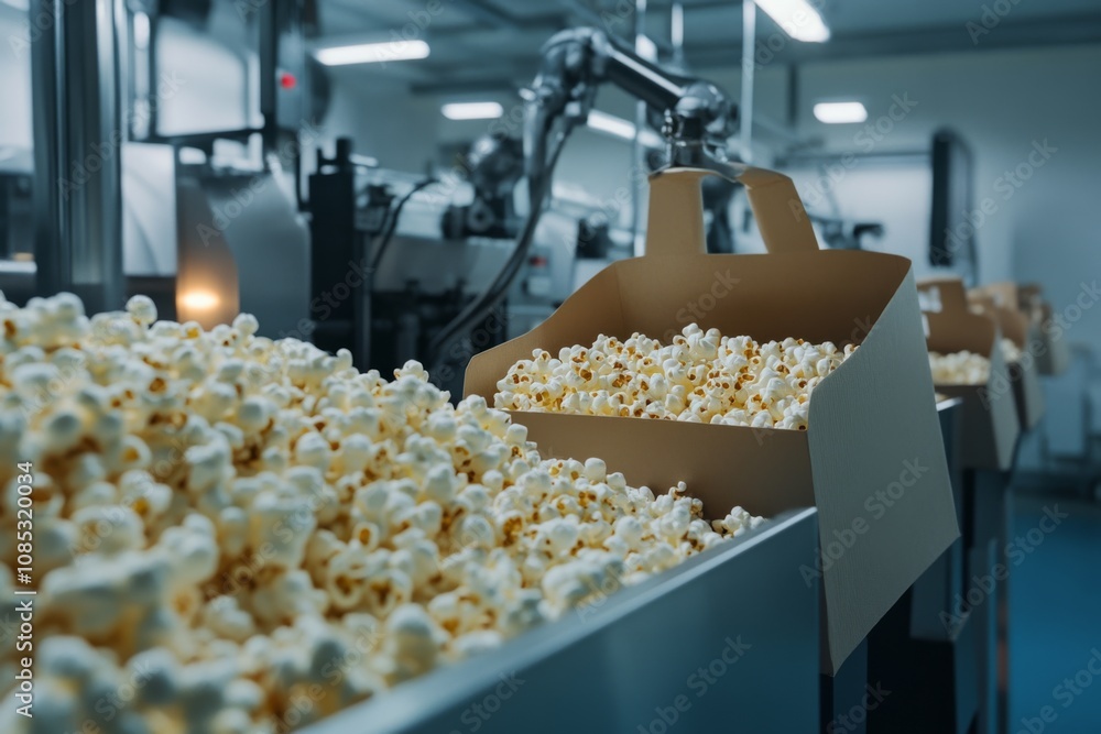 In a manufacturing setting, popcorn is packed into boxes for ...