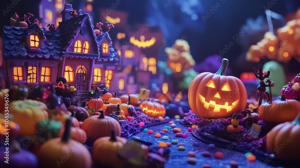 Enchanted Halloween Village: A whimsical Halloween scene unfolds ...