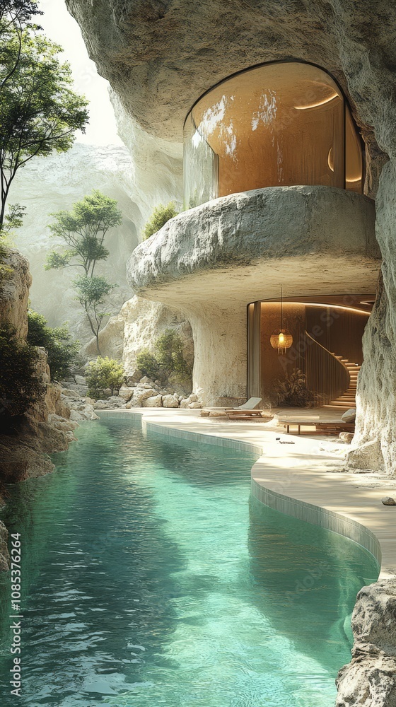 Cave House Oasis: A stunning modern home nestled within a natural rock ...