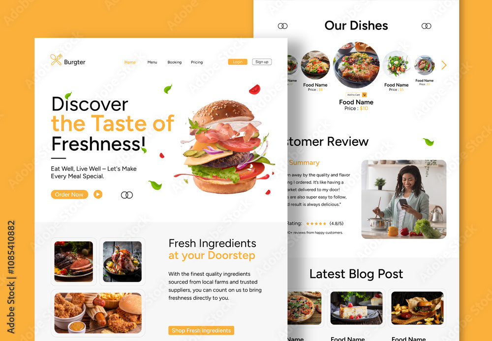 Food Landing Page Design Template Stock Template | Adobe Stock
