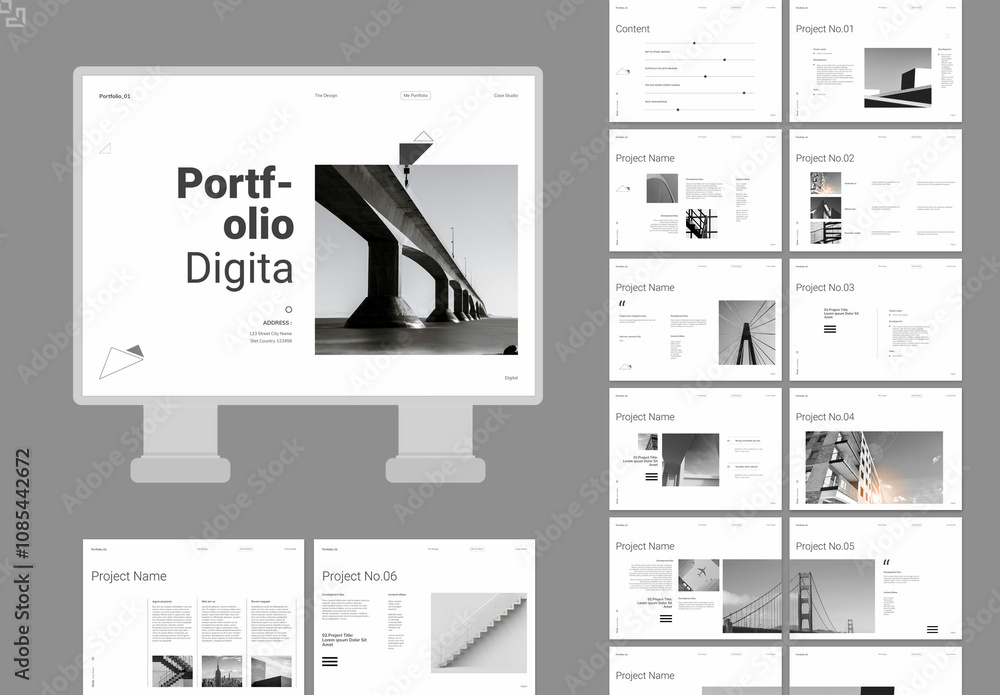 Digital Portfolio Layout Stock Template | Adobe Stock