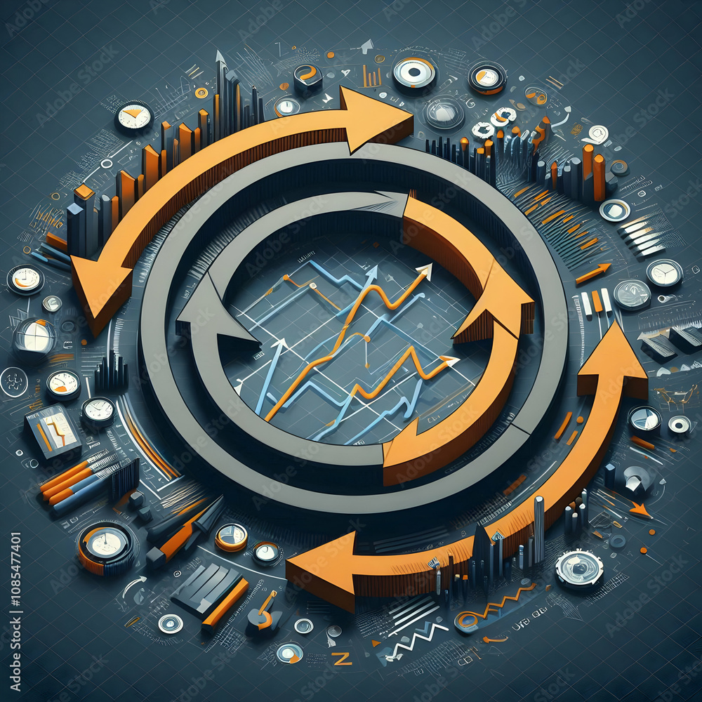 Arrows forming a circular line chart loop concept as A visually ...