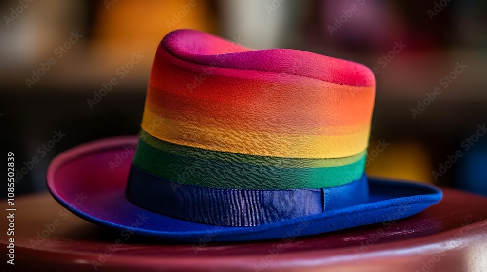 Rainbow Top Hat on Display in a Colorful Store AI Generated Stock Photo | Adobe Stock