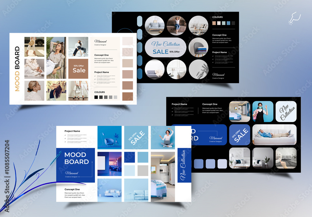 Collages & Moodboard Layout With Dark & Light Accents Stock Template ...