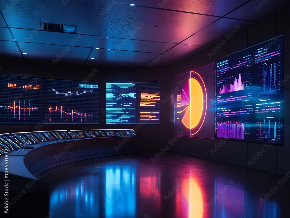 Glowing Digital Pie Chart Displaying Sentiment Analysis Insights in ...