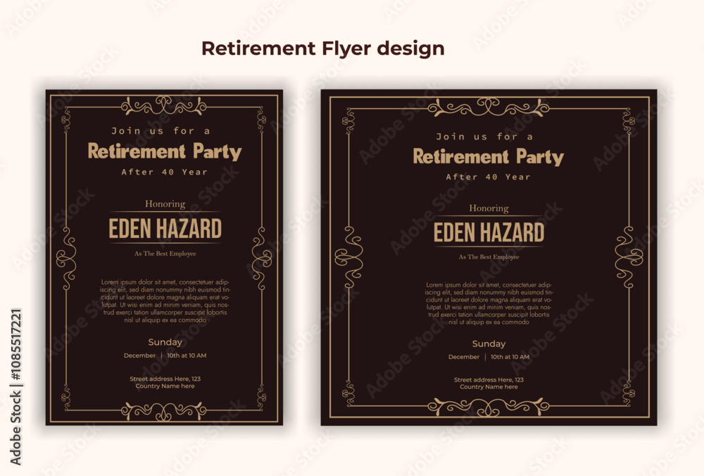 Happy Retirement flyer invitation design, vintage, old, elder citizen ...