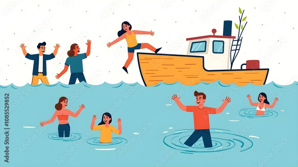 SOS Help Illustration Featuring People in Emergency Scenarios like ...