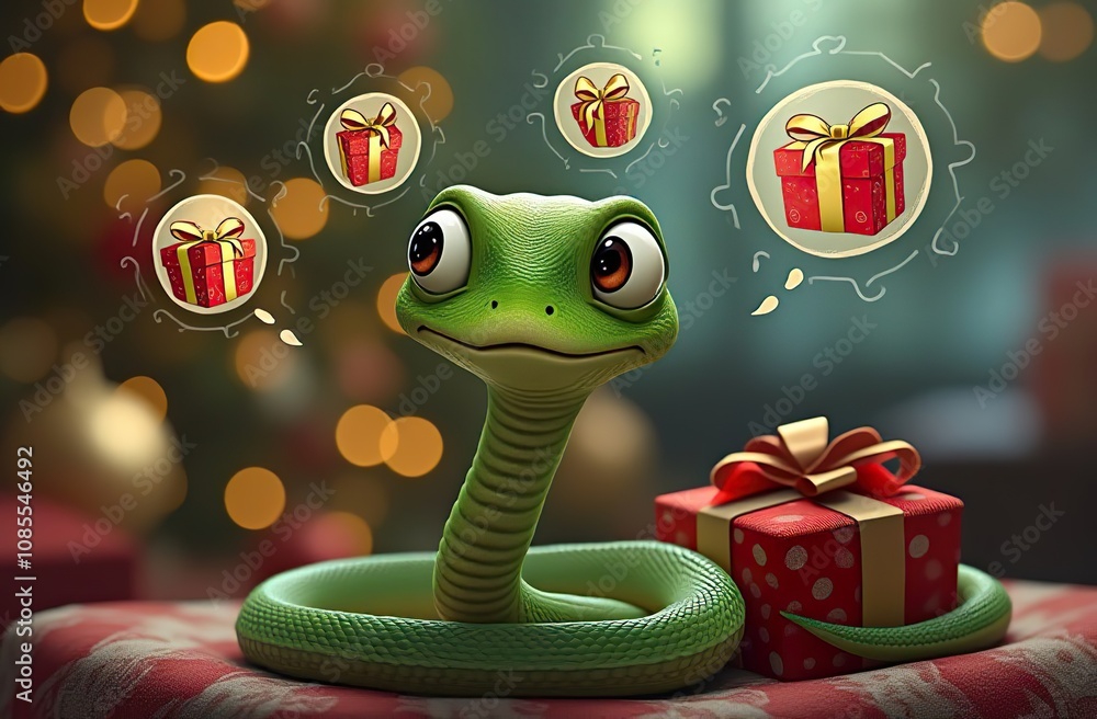 snake dreams of gifts symbol of the year. A simple and stylish snake ...