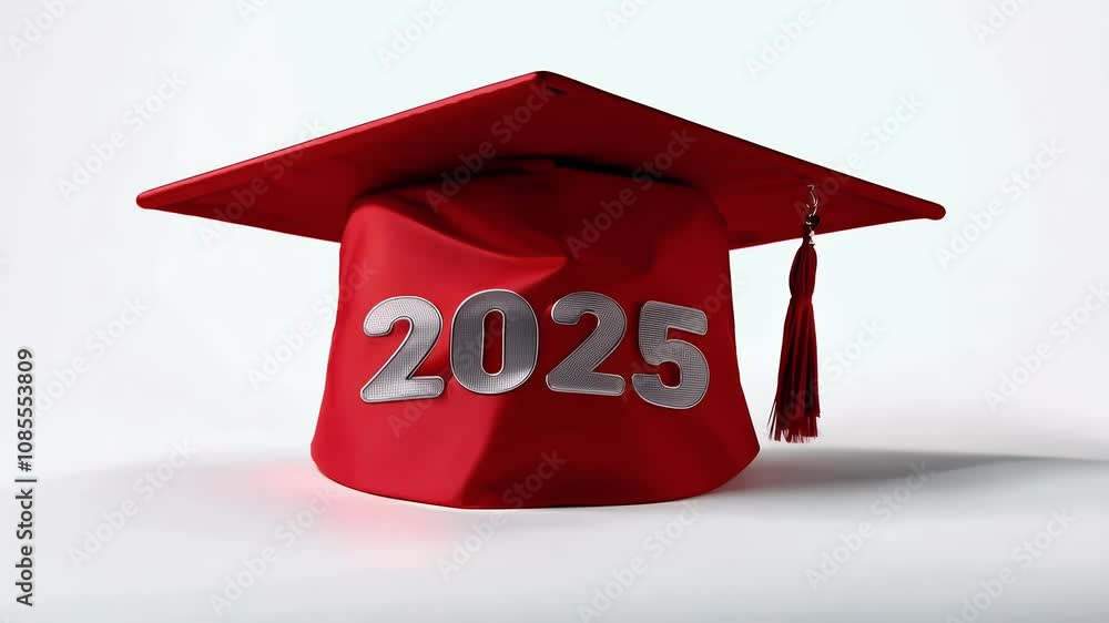 celebratory featuring number 2025 red alongside graduation cap video ...