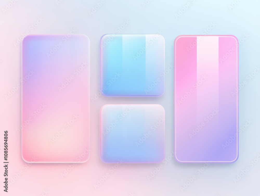 Sleek frosted glassmorphism panel featuring soft shadows and a gradient background, perfect for ...